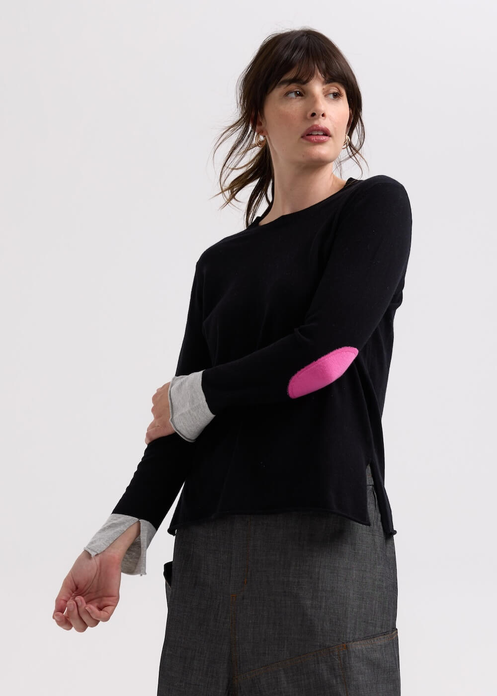 Elbow Patch Jumper - Black | Zaket & Plover Jumpers | Denim Life – This ...